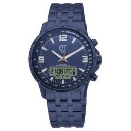 Funkchronograph ETT "Arctica", blau, Armbanduhren, Herren, Armbanduhr, Herrenuhr, Stoppfunktion, Datum, Solar, Edelstahlarmband