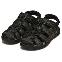 Sandale Geox "UOMO SANDAL STRADA C", Herren, Gr. 43, braun (schwarz, braun), Lederimitat, Textil, Schuhe Sandale, Sommerschuh, Klettschuh, Outdoorsandale, mit Lederfu&szlig;bett