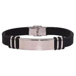 Edelstahlarmband Firetti "Schmuck Geschenk ID-Armband- Optik", schwarz (edelstahlfarben, schwarz), Armb&auml;nder, Herren, 20cm, Edelstahl Kautschuk Silikon, Edelstahl, Kautschuk, Silikon, Edelstahlarmband, Made in Germany