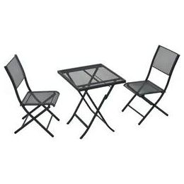 Garten-Essgruppe Merxx "&raquo;Samos&laquo;", grau (graphit, graphit, graphit), Stahl, Sitzm&ouml;bel-Sets, Tisch klappbar: LxB: 60x60 cm