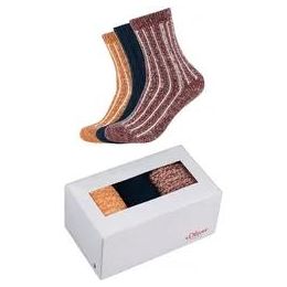 Socken s.Oliver "3er Pack", Damen, Gr. 35-38, rot (syrah), 69% Polyester, 29% Polyester, 2% Elasthan, meliert, Socken Socken