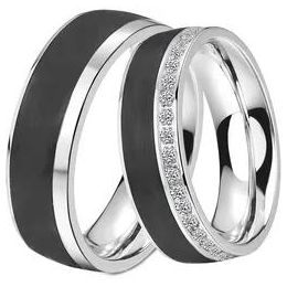 Trauring DOOSTI "Schmuck Geschenk Edelstahl Trauring Ehering Partnerring LIEBE" Gr. 56, schwarz (edelstahlfarben, schwarz), Fingerringe, Damen, 56, ohne Zirkonia, Carbon Edelstahl, 6,5mm, Carbon, Edelstahl, Trauring, wahlweise mit oder ohne Zirkonia