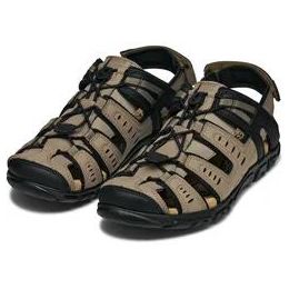 Sandale Geox "UOMO SANDAL STRADA C", Herren, Gr. 41, schwarz (helltaupe, schwarz), Lederimitat, Textil, Schuhe Sandale, Sommerschuh, Klettschuh, Outdoorsandale, mit Lederfu&szlig;bett