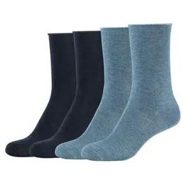 Socken s.Oliver "4er Pack", Damen, Gr. 35-38, blau (stone melange, navy), 75% Viskose, 23% Polyamid, 2% Elasthan, uni, Socken Socken