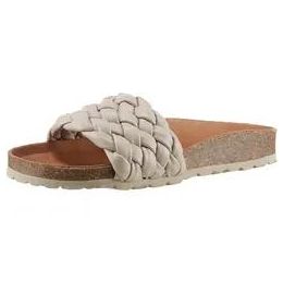 Pantolette VERBENAS "RICA TRENZA SOFT", Damen, Gr. 40, beige, Lederimitat, unifarben, Schuhe Pantolette, Sommerschuh, Schlappen, Strandschuh mit geflochtener Bandage