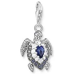 Charm-Einh&auml;nger Thomas Sabo "Schildkr&ouml;te mit blauen Steinen", silber (silberfarben, mehrfarbig, mehrfarbig), Charms, Damen, Silber 925 (recycelt), mit Glas-Keramik Stein
