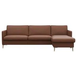 Ecksofa FLEXLUX "Fiore, super Sitzkomfort durch Kaltschaum im Sitz, L-Form", braun (old chesnut), B:247cm H:85cm T:92cm, 100% Echteder, Sofas, Ecksofa, schmale Armlehnen, F&uuml;&szlig;e Alu+ Eiche