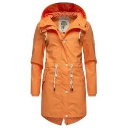 Regenjacke Navahoo "Tropical Stormoo", Damen, Gr. XS (34), rot (apricot), Obermaterial: 70% Polyester, 30% Polyurethan. Innenfutter: 100% Polyester. &Auml;rmelfutter: 100% Polyester. Wattierung: 100% Polyester, tailliert ca. Mitte Oberschenkel, hoch geschlossener Ausschnitt, &Auml;rmel ohne &Auml;rmelschlitz Rippstrickb&uuml;ndchen, Jacken Regenjacke, Wasserdichter Damen Outdoor Regenmantel