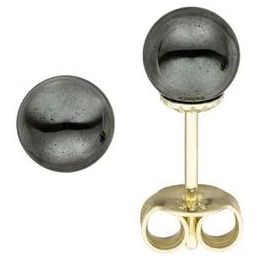 Paar Ohrstecker Jobo, gelb (gelbgold 585), Ohrringe, Damen, 6mm, Gelbgold 585, 585 Gold mit H&auml;matit