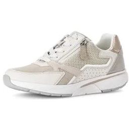 Gabor Keilsneaker ROLLINGSOFT, Damen, Gr. 39, beige (hellbeige, ivory), Textil, Veloursleder, Ziegenleder, Schuhe Sneaker, Freizeitschuh, Halbschuh, Schn&uuml;rschuh im sportivem Materialmix, Topseller