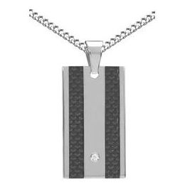 Kette mit Anh&auml;nger Firetti "Schmuck Geschenk Halskette Panzerkette Dog Tag", schwarz (edelstahlfarben, schwarz), Halsketten, Herren, Carbon Edelstahl, L: 50, Carbon, Edelstahl, mit Carbon - mit Zirkonia (synth.)