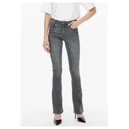 Bootcut-Jeans Only "ONLBLUSH LIFE MID FLARED", Damen, Gr. XL (42), L&auml;nge 34, blau (colorot grau denim 34"), Denim/Jeans, Obermaterial: 92% Baumwolle, 6% Polyester, 2% Elasthan, Abriebeffekte, Jeans 5-Pocket-Jeans