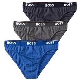 Slip BOSS, Herren, Gr. XXL, blau (blau, navy, anthrazit), Jersey, Obermaterial: 95% Baumwolle, 5% Elasthan, Unterhosen Slip, mit Logo Webbund