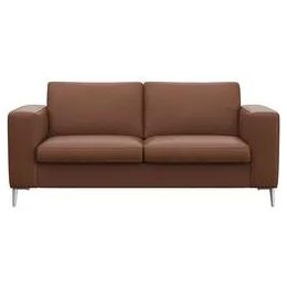 2-Sitzer FLEXLUX "Fiore, super Sitzkomfort durch Kaltschaum im Sitz", braun (old chesnut), B:164cm H:85cm T:92cm, 100% Echteder, Sofas, breite Armlehnen, F&uuml;&szlig;e Alu
