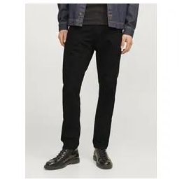 Jack & Jones Tapered-fit-Jeans JACK & JONES "JJIMIKE JJORIGINAL CJ SN", Herren, Gr. 33, L&auml;nge 34, schwarz (schwarz denim), Denim/Jeans, Obermaterial: 99% Baumwolle, 1% Elasthan, Abriebeffekte, clean, bequem lang, Jeans, mit Five-Pocket-Design
