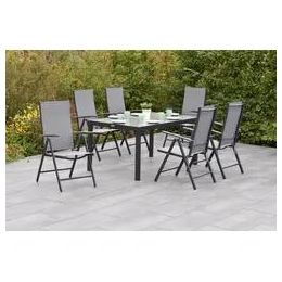 Garten-Essgruppe Merxx "&raquo;Amalfi&laquo;", grau (grau, grau, graphit), Aluminium, Polyester, Sicherheitsglas, Sitzm&ouml;bel-Sets, Tisch: LxB: 150x90 cm