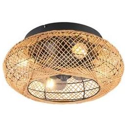 Trio REALITY LEUCHTEN Deckenleuchte "LILLESAND Deckenventilator mit Beleuchtung Fernbedienung Timer 3Stufen", braun, 4, &Oslash; 50cm H: 21,5cm, 1 Stk., Leuchten, Deckenventilator exkl. 4xE27 Leuchtmittel, Sommer- & Winterfunktion, Deckenleuchte