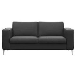 2-Sitzer FLEXLUX "Fiore, super Sitzkomfort durch Kaltschaum im Sitz", schwarz (deep schwarz), B:164cm H:85cm T:92cm, 100% Echteder, Sofas, breite Armlehnen, F&uuml;&szlig;e Alu