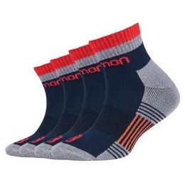 Sportsocken Salomon "Kindersportsocken 4er Pack", M&auml;dchen, Gr. 27/30, bunt (marineblau, tomato), 66% Baumwolle 32% Polyamid 2% Elasthan, mehrfarbig, Socken Sportsocken