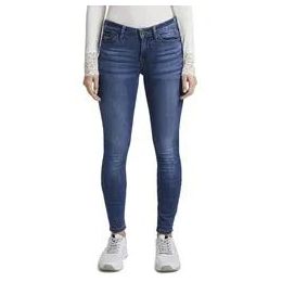 Skinny-fit-Jeans Tom Tailor DENIM "JONA", Damen, Gr. 28, L&auml;nge 34, blau (clean mid stone blau denim), Denim/Jeans, Obermaterial: 72% Baumwolle, 27% Polyester, 1% Elasthan, skinny fit lang, Jeans