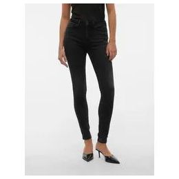V&eacute;ro Moda Skinny-fit-Jeans VERO MODA "VMFLASH MR SKINNY JEANS LI111 NOOS", Damen, Gr. XS (34), L&auml;nge 30, schwarz (schwarz denim), Denim/Jeans, Obermaterial: 65% Baumwolle, 18% Polyester, 8% Viskose, 7% Elastomultiester, 2% Elasthan, unifarben, skinny fit lang, Jeans, Baumwollmischung mit Stretch, regular waist, skinny fit