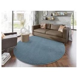 Teppich OCI DIE TEPPICHMARKE "NEW VILLA MELANGE, auch in rechteckig", blau, H:20mm &Oslash;:120cm, Polypropylen, Teppiche, Teppich, dichter Shaggy, melierte uni Farben, robuster Hochflor, Wohnzimmer