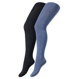 Strumpfhose Camano "Strumpfhose 2er Pack", M&auml;dchen, Gr. 98/104, blau (denim, navy), 75% Baumwolle, 22% Polyamid, 3% Elasthan, Strumpfhosen Strumpfhose