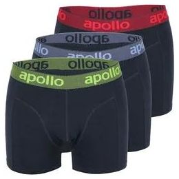Boxer Apollo "MEN BOXERSHORTS", Herren, Gr. XXL, blau (multi navy), Single Jersey, Obermaterial: 95% Baumwolle, 5% Elasthan, unifarben mit Farbeinsatz, eng, Unterhosen, mit hohem Baumwollanteil, elastisch und gut an den K&ouml;rper