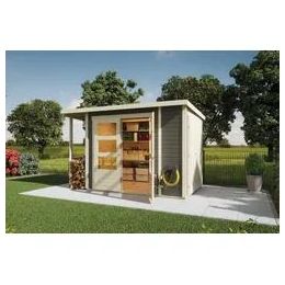 Gartenhaus Karibu "Multifunktionshaus 1 Pultdach", grau (terragrau), Holzwerkstoff, Gartenh&auml;user, Gartenhaus, naturbelassen oder terragrau, Topseller