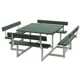 Garten-Essgruppe Plus "&raquo;Picnic&laquo; Kombim&ouml;bel mit 4 R&uuml;ckenlehnen", gr&uuml;n, B:224cm H:76cm T:224cm, Polywood, Stahl, Sitzm&ouml;bel-Sets, 224x224x76/45 cm
