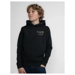 Hoodie PETROL INDUSTRIES, Jungen, Gr. 116, schwarz (schwarz schwarz), Obermaterial: 70% Baumwolle, 30% Polyester, regular fit, Sweatshirts Hoodie, mit Print auf der Brust
