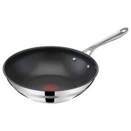 Wok Tefal "Jamie Oliver E31019 Cook Smart", grau (edelstahl), B:29,4cm H:11,5cm L:49,1cm &Oslash;:28cm, Pfannen, Wok, Antihaftversiegelung, Thermo-Signal, Induktion, &Oslash; 28 cm