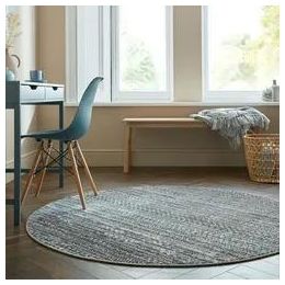 Teppich FLAIR RUGS "Camino", blau, H:8mm &Oslash;:160cm, Kunstfaser, Teppiche, Teppich, Flachgewebe, Skandi, Esszimmer, Wohnzimmer, Flur