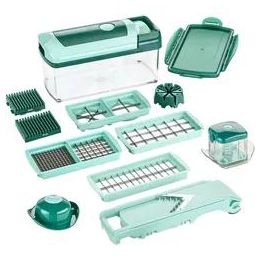 Zerkleinerer Genius "Nicer Dicer Fusion inkl. XXL-Messereinsatz 12 x 36 mm, Set 14-tlg", gr&uuml;n (mintgr&uuml;n), B:17,5cm H:31,8cm T:17,5cm, Zerkleinerer, ND Fusion werden eine Vielzahl von Schneidger&auml;ten in Einem kombiniert
