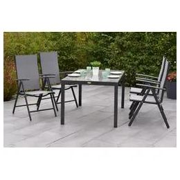 Garten-Essgruppe Merxx "&raquo;Amalfi&laquo;", grau (grau, grau, graphit), Aluminium, Polyester, Sitzm&ouml;bel-Sets, Tisch: LxB: 150x90 cm