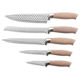 Messer-Set King "NATURELLE", braun (holzfarben), Spezialklingenstahl, Stahl, Kochmesser-Sets, Messerklingen mit Wabenstruktur, Holz-Optik Griffe