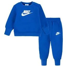 Jogginganzug Nike SPORTSWEAR "NKN SUSTAINABLE CREW SET", M&auml;dchen, Gr. 80 (12), blau, Sweatware, Obermaterial: 100% Polyester, unifarben, Sportanz&uuml;ge Jogginganzug, zweiteiliges Set, f&uuml;r Babys, mit flexibler Passform