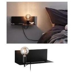 Paulmann Wandleuchte "Devara max. 1x40W USBC 230V Metall", schwarz, 1, H: 13cm, Leuchten, E27, Wandleuchte