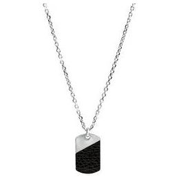 Kette mit Anh&auml;nger Firetti "Schmuck Geschenk Halskette Dog Tag", schwarz (edelstahlfarben, schwarz), Halsketten, Herren, Edelstahl, L: 55 B: 3mm, B:3mm