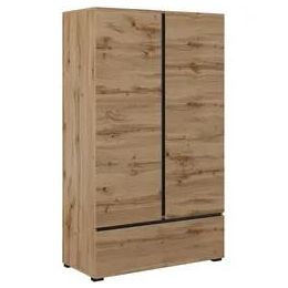 W&auml;scheschrank OTTO HOME "Cross, moderner griffloser Kleiderschrank", braun (wotan eiche), B:89cm H:150cm T:40cm, FSC-zertifizierter Holzwerkstoff, Melamin, Metall, Schr&auml;nke, Mehrzweckschrank, Dreht&uuml;renschrank mit 1 Schublade, 3 Farben verf&uuml;gbar