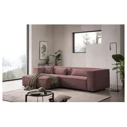 Ecksofa "PIARA mit Kedernaht, Cord, Leinenoptik o. Strukturstoff, Couch, L-Form", beige (puder), B:267cm H:66cm T:167cm, 100% Polyester, LeGer Home by Lena Gercke, Sofas, Ecksofa, wahlweise Ottomane rechts/links, schwarze F&uuml;&szlig;e, bequemer Sitzkomfort
