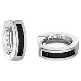 Paar Creolen Amor "Black Hoops", silber (silberfarben, schwarz, schwarz), Ohrringe, Damen, Silber 925 (Sterlingsilber), mit Zirkonia (synth.)