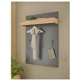 Garderobenpaneel Home Affaire "GiRON/CiTY, Wandregal in vier Farben, Flurgarderobe mit Hutablage", grau (anthrazit, wotan eiche), B:100cm H:135cm T:25cm, Holzwerkstoff, Garderobenpaneele, Garderobenpaneel, mit Kleiderstange und Haken, 100 cm breit