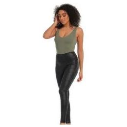 Leggings MAGIC BODYFASHION "Leather Look Legging", Damen, Gr. XXL, N-Gr, schwarz, Obermaterial: 62% Polyamid, 38% Elasthan, schmal lang, Hosen Leggings, hoch tailliertes Design, keine vordere Mittelnaht