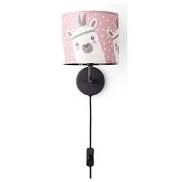Paco Home Wandleuchte "Ela 214", schwarz, 1, &Oslash; 18cm H: 26,5cm, Leuchten, Kinderlampe Wandlampe Mit Schalter &Oslash;...18cm Lama Rosa Grau Kabel 3m E14, Wandleuchte