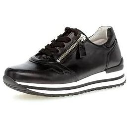 Keilsneaker Gabor "Turin", Damen, Gr. 35, schwarz, Nappaleder, Schuhe Sneaker, mit gepolstertem Schaftrand, Komfortweite H, Topseller