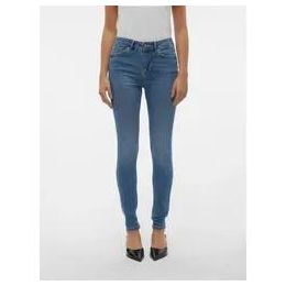 V&eacute;ro Moda Skinny-fit-Jeans VERO MODA "VMFLASH MR SKINNY JEANS LI347 NOOS", Damen, Gr. L (40), L&auml;nge 30, blau (medium blau denim), Denim/Jeans, Obermaterial: 89% Baumwolle, 9% Elastomultiester, 2% Elasthan, unifarben, skinny fit lang, Jeans, Baumwollmischung mit Stretch, regular waist, skinny fit