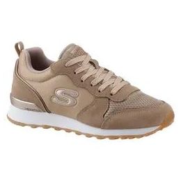 Sneaker Skechers "OG 85 - GOLDN GURL", Damen, Gr. 37, braun (hellbraun), Synthetik, Textil, Veloursleder, Schuhe Sneaker, Schn&uuml;rschuh, Original-Retro-Jogginschuh mit Air-Cooled Memory Foam, Topseller