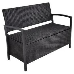 Gartenbank Garden Pleasure "Ferrara", schwarz, B:117cm H:86cm T:58cm, Geflecht Rattan, Metall, Sitzb&auml;nke, Gartenbank, mit Staufach, BxTxH: 117x58x86 cm, verschiedene Farben