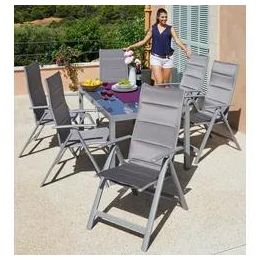 Garten-Essgruppe Merxx "Taviano", silber, Obermaterial: 100% Polyester, Sitzm&ouml;bel-Sets
